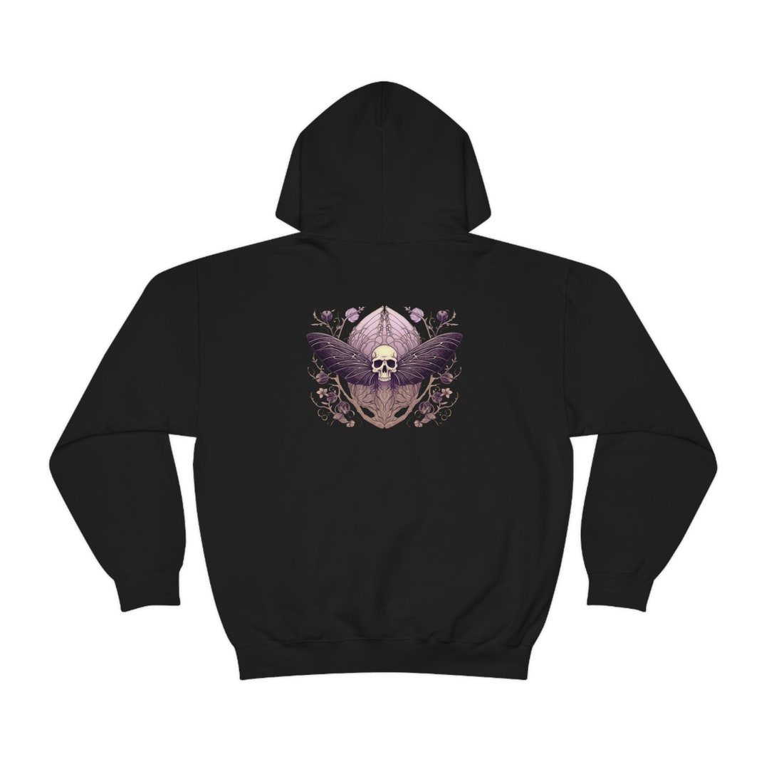 Enchanting Death Moth Hoodie With Skull Design in Lilac - Etsy