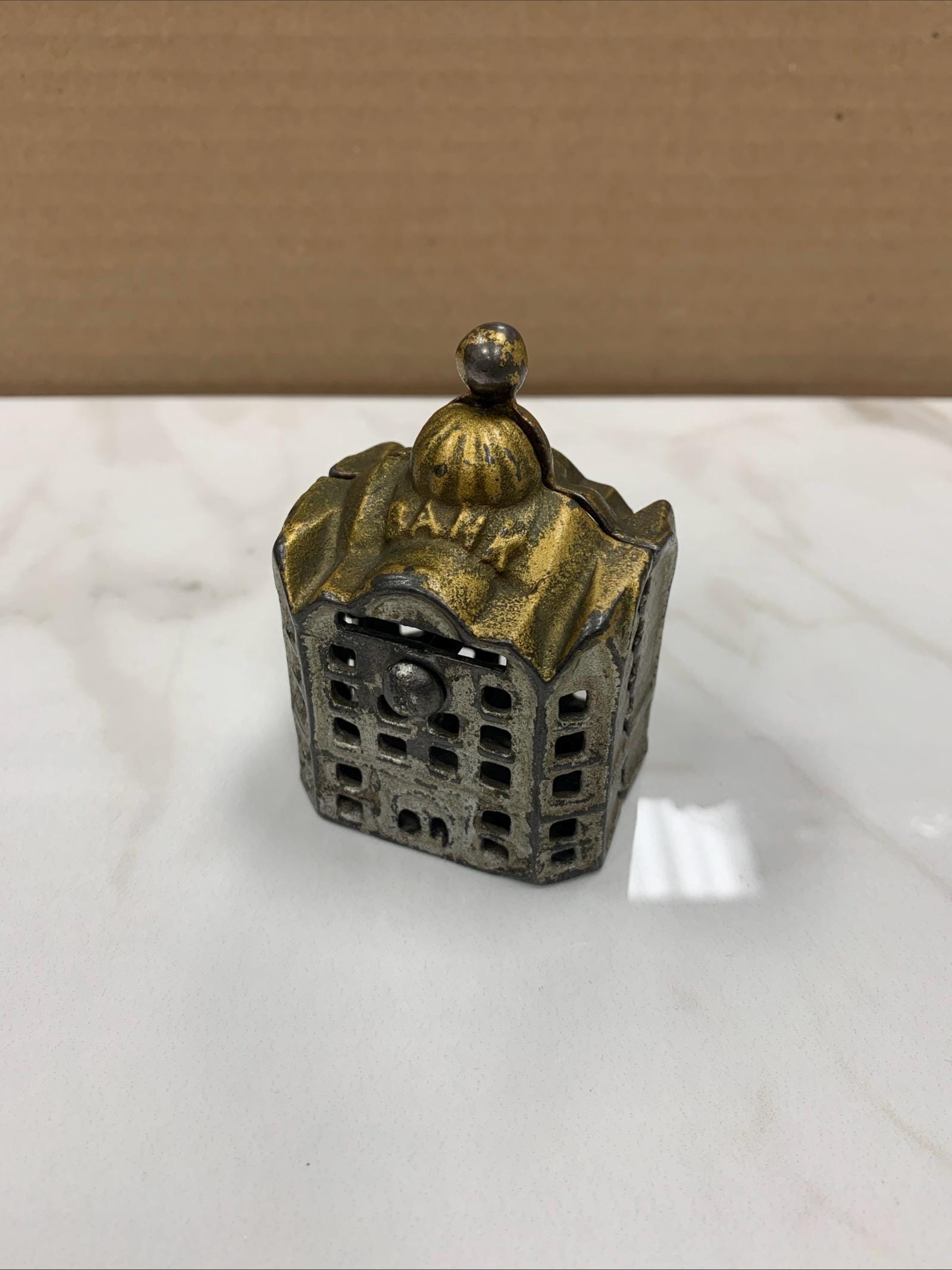 Victorian Antique Early 1900's Small Coin Bank Cast Iron State Bank ...