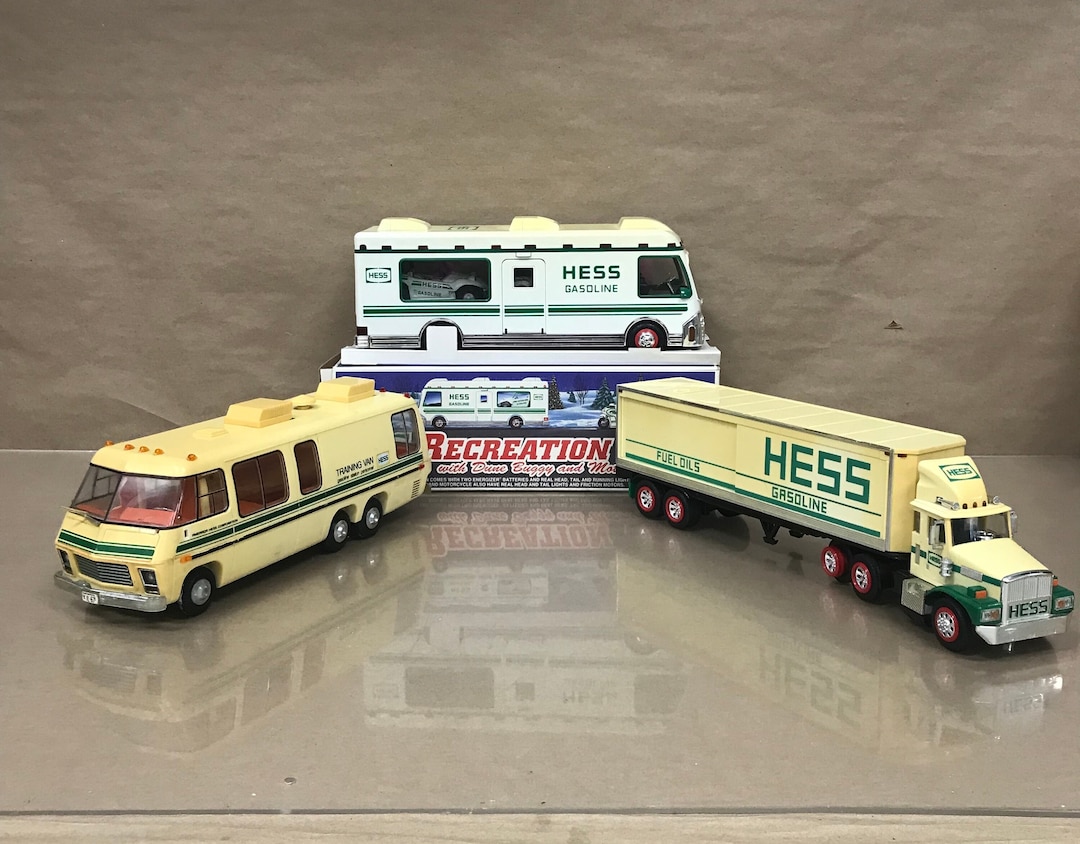 Vintage 1970's 1980's Hess Truck 3pc Lot Bank Training Van Recreation ...