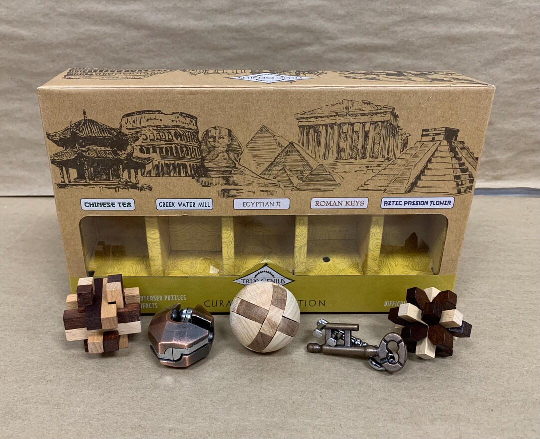 True Genius Curated Collection 5 Brainteaser Puzzles Wood & Metal - Etsy