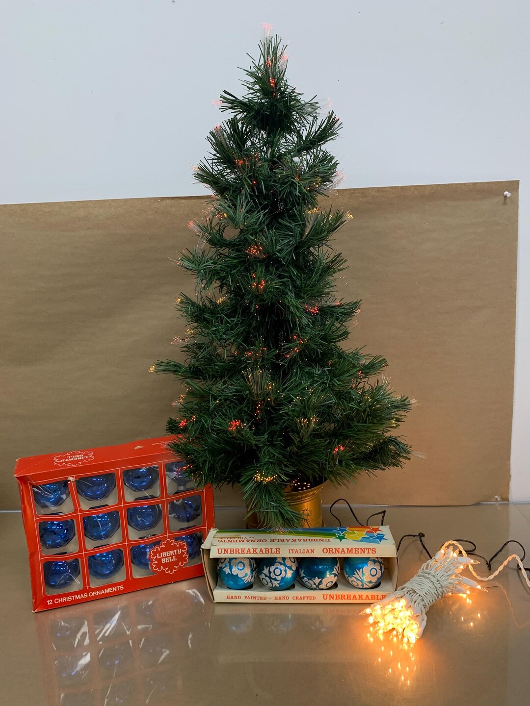 24” Fiber Optic Christmas Tree 2 Set of Ornaments Set of Lights - Etsy