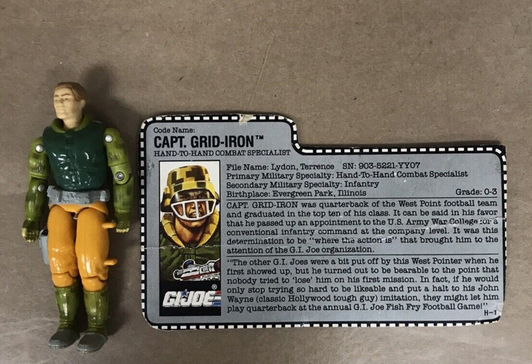 Vintage 1990 GI Joe Action Figure Captain Grid Iron With File Card - Etsy