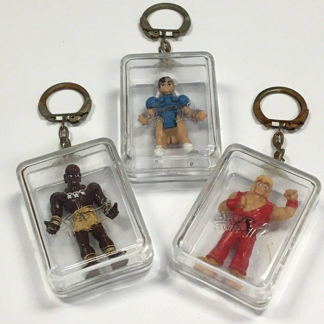 Vintage 1990's Street Fighter 2 Figure Keychain Lot Ken Masters Chun Li ...