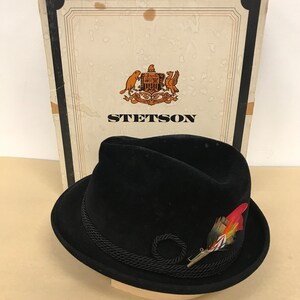Vintage Stetson Mallory 5th Ave Fedora Hat Sz 7 W/ Feather Original Box ...