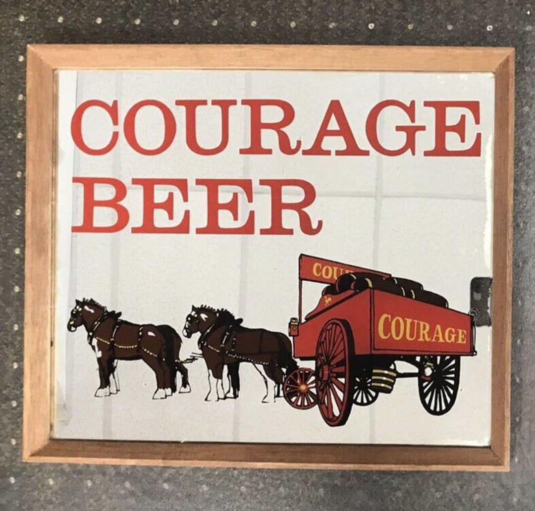 Vintage Framed Mirror Courage Beer Advertisement - Etsy