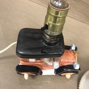 Vintage Whimsical Hand Painted Ceramic Antique Car Buggy Lamp Kitschy ...