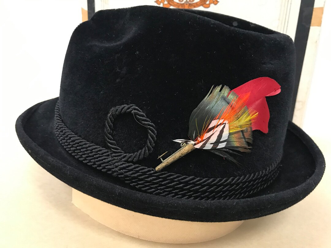 Vintage Stetson Mallory 5th Ave Fedora Hat Sz 7 W/ Feather Original Box ...