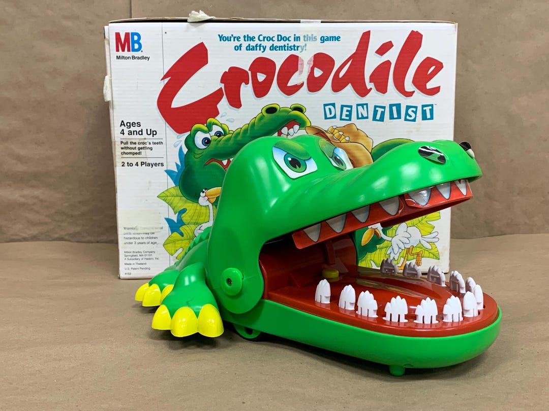 Vintage 1990 Crocodile Dentist Game Milton Bradley - Teeth Croc & Box ...
