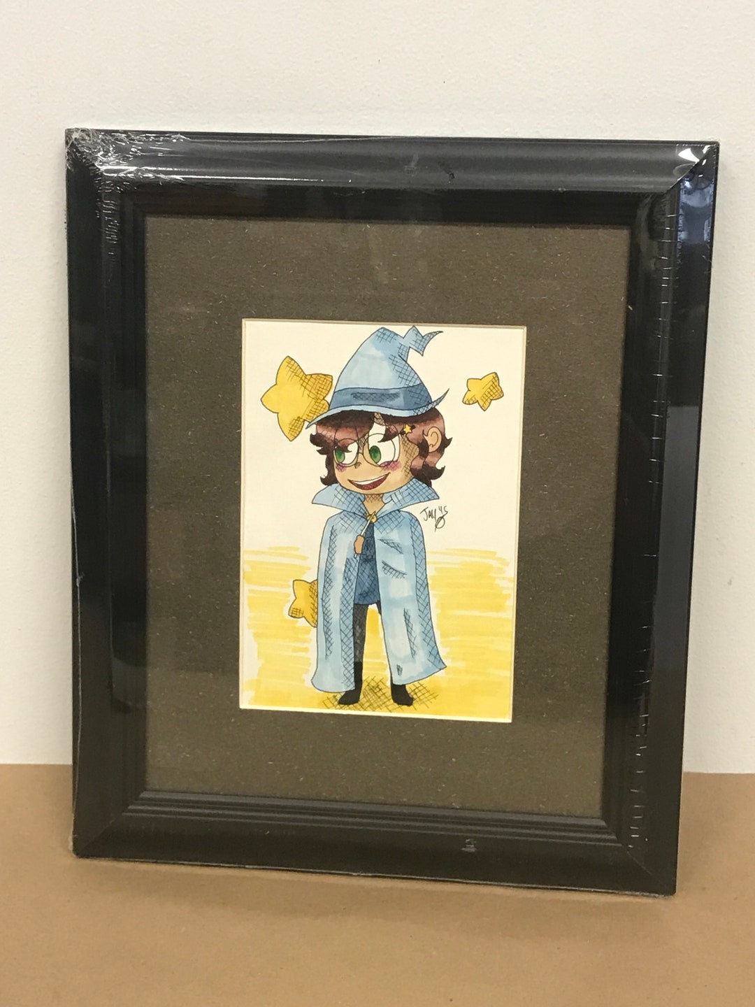 Vintage Cartoon Wizard Child Anime Watercolor Art Print Signed Jay 45 ...