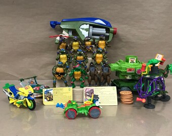 Lot of 9 Vintage 80s TMNT Action Figures Vehicles Teenage Mutant Ninja ...