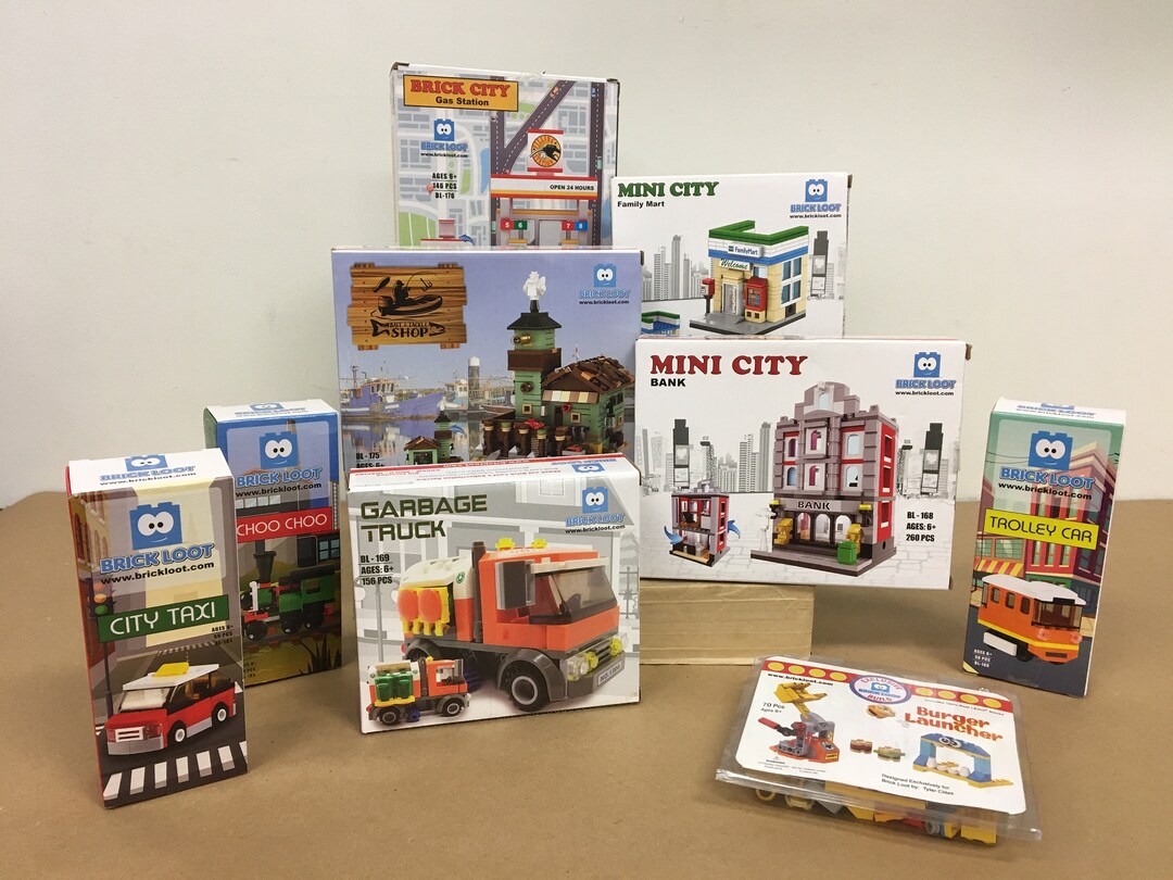 Brick Loot Lot Lego Compatible City Bait Tackle Mart Gas Station Bank ...