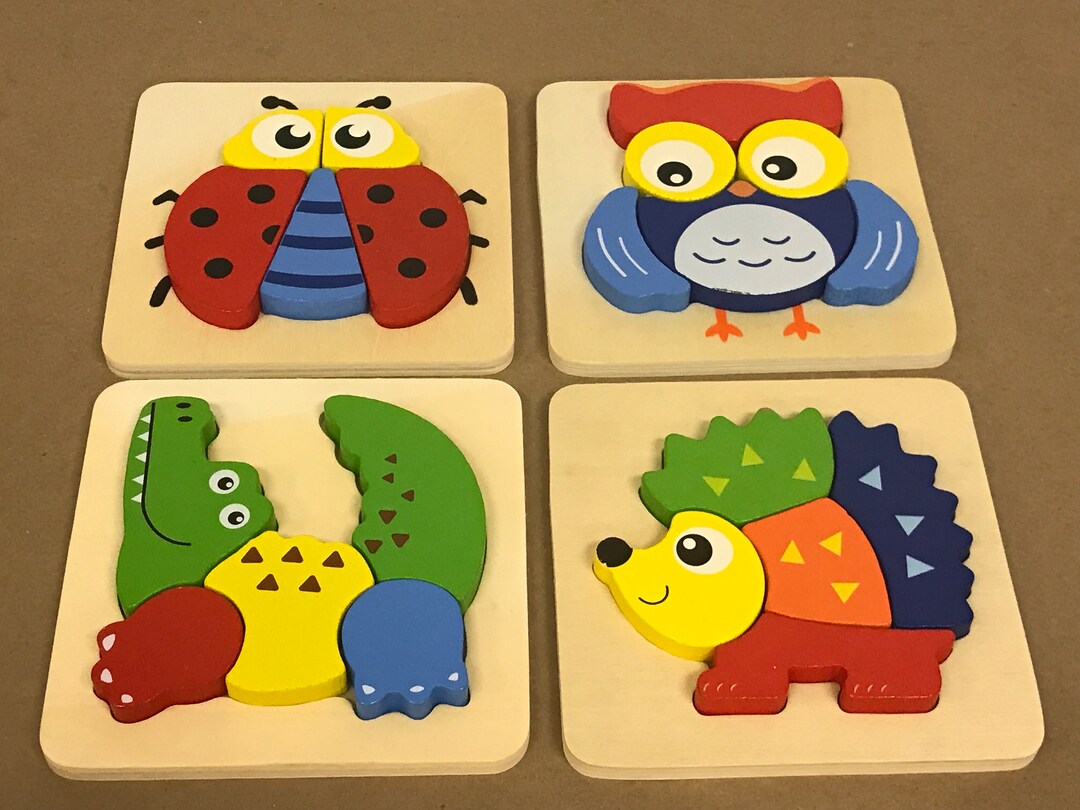 Adorable Lot Wooden Animal Puzzles for Toddlers Owl Ladybug Alligator ...