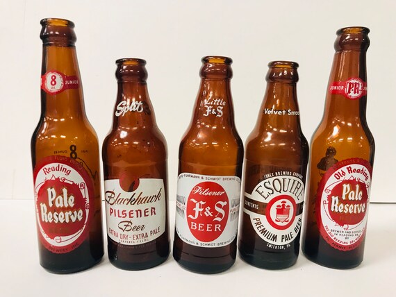 Vintage Brown Glass Beer Bottle Lot of 5 F&S Esquire Blackhawk - Etsy