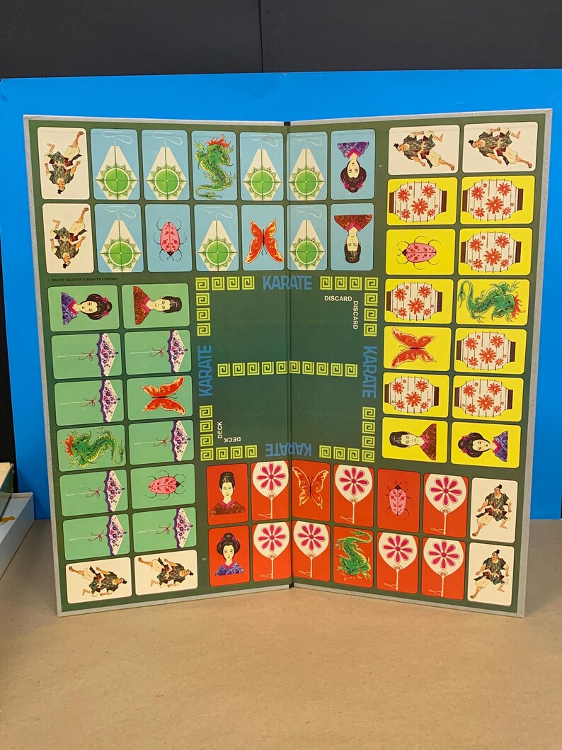 Vintage 1960's 1964 Karate Board Game Complete W/ Sealed Cards Selchow ...