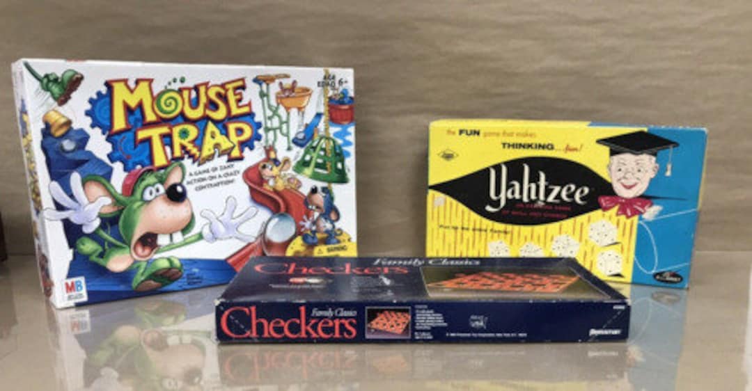 Vintage Yatzee Checkers and Mouse Trap 3pc Lot Board Games - Etsy