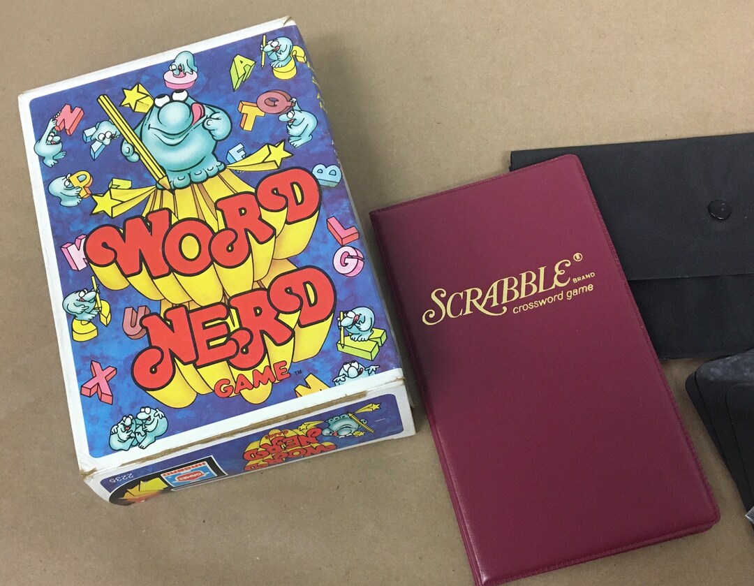 Vintage 1970's Word Game Lot Hasbro Word Nerd Game 1979 & Travel ...