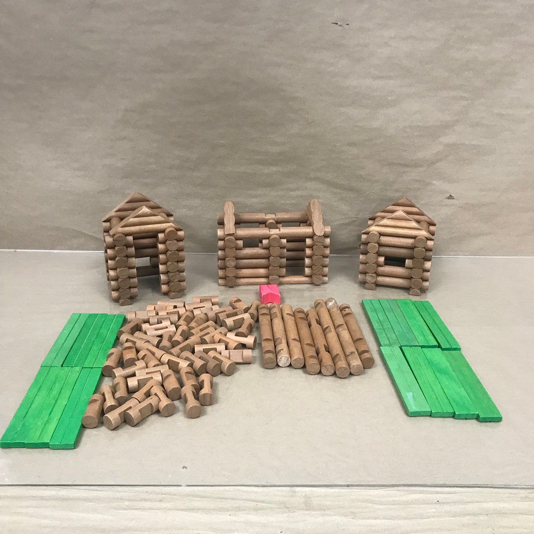 Vintage 190pc Lincoln Logs Mixed Lot Tumble Tree Timbers Building Logs ...