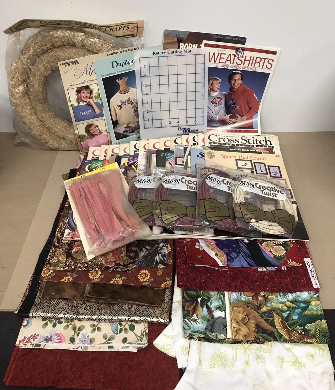 52pc Mix Craft Lot Sewing Fabric DIY Instrcutionals Patterns Raffia ...