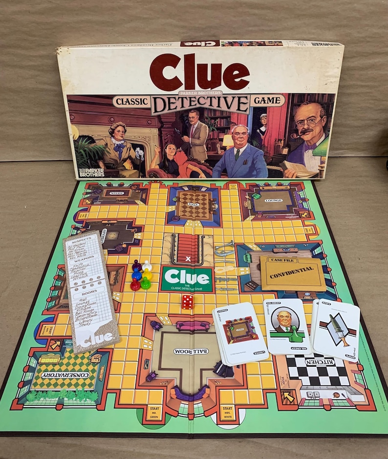 Vintage 1980's Retro 1986 Clue Detective Game Complete in Box - Etsy