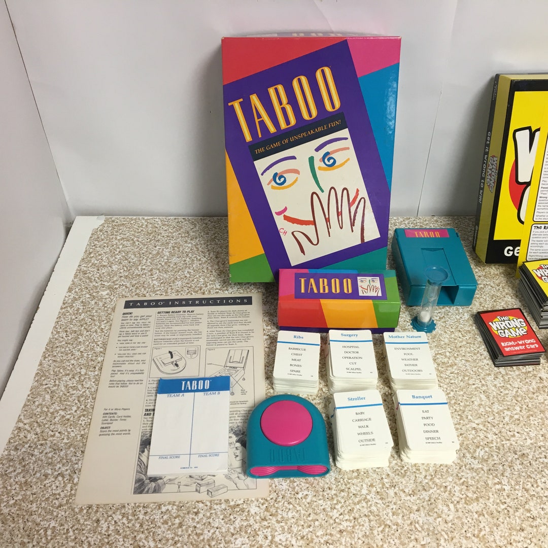 Vintage 1989 Taboo Card Game and 2006 the Wrong Game Lot - Etsy