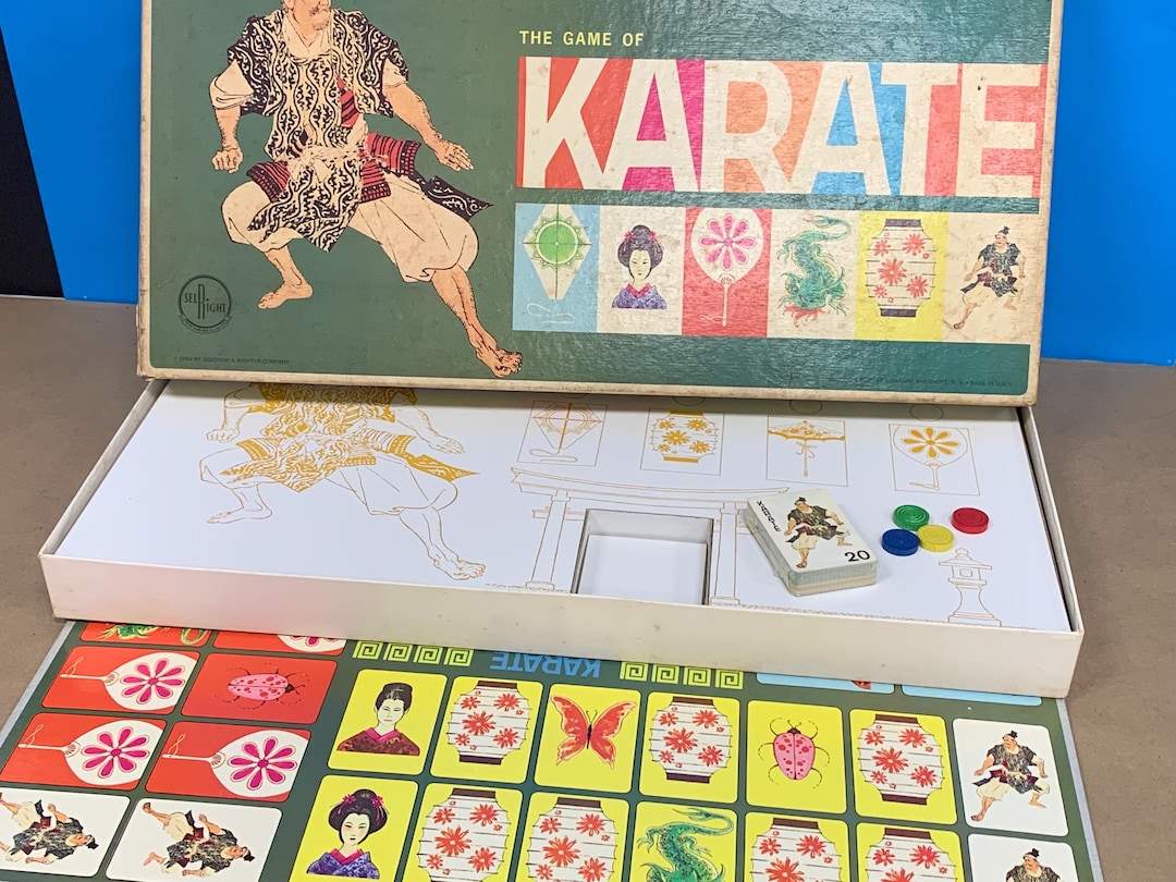 Vintage 1960's 1964 Karate Board Game Complete W/ Sealed Cards Selchow ...