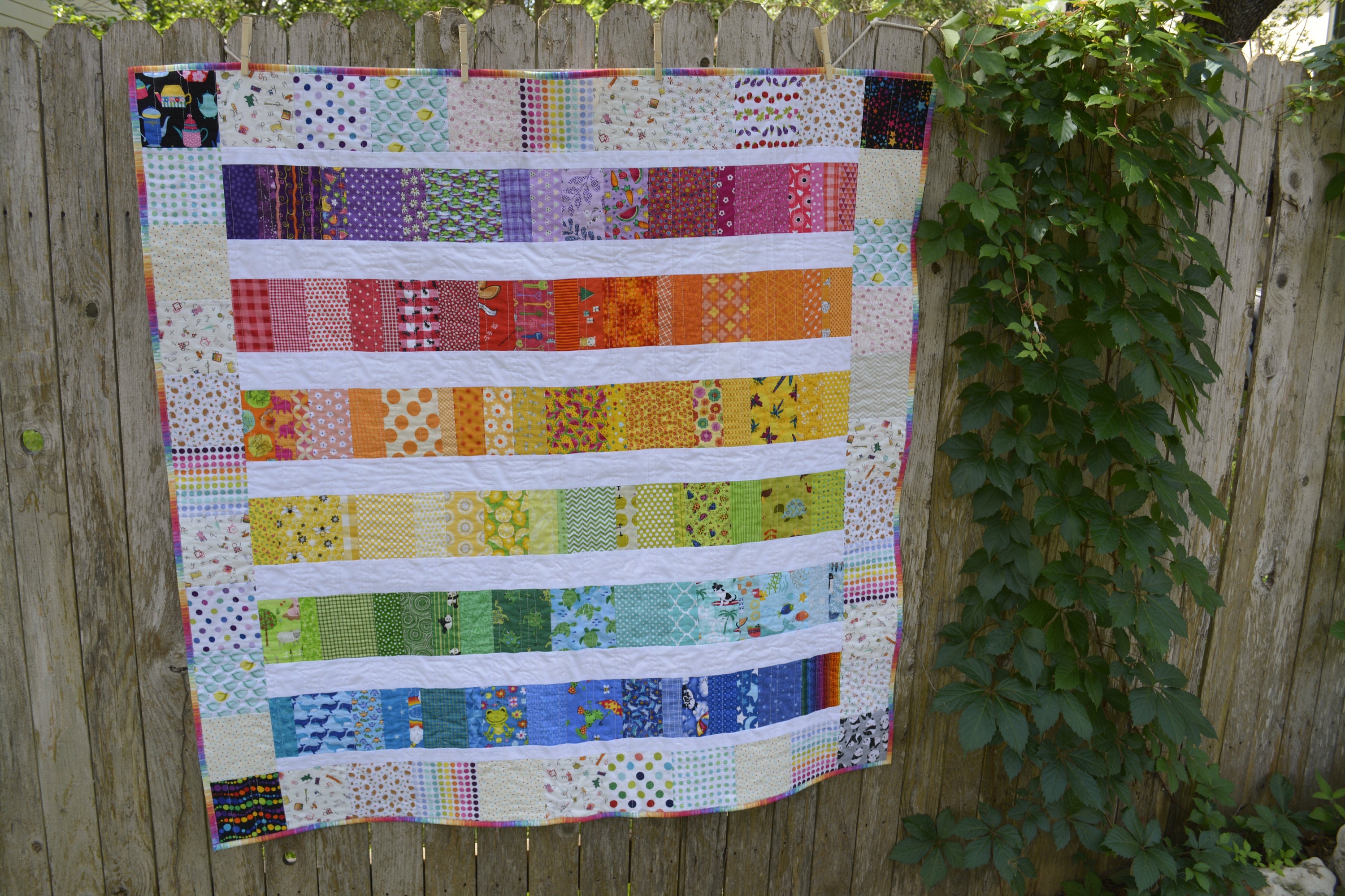 Scrappy Rainbow Stripes Quilt - Etsy