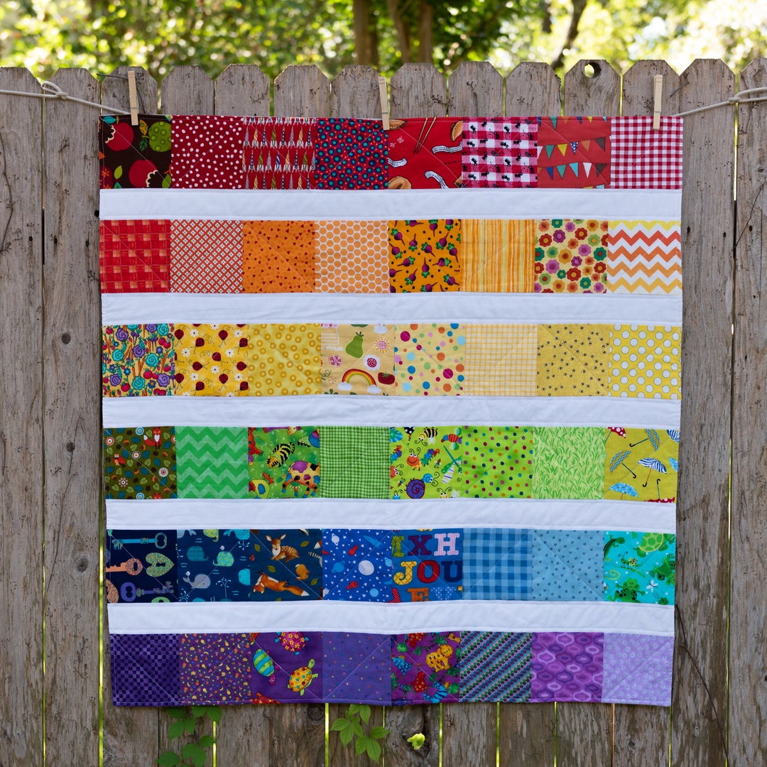 Rainbow Stripes Quilt - Etsy