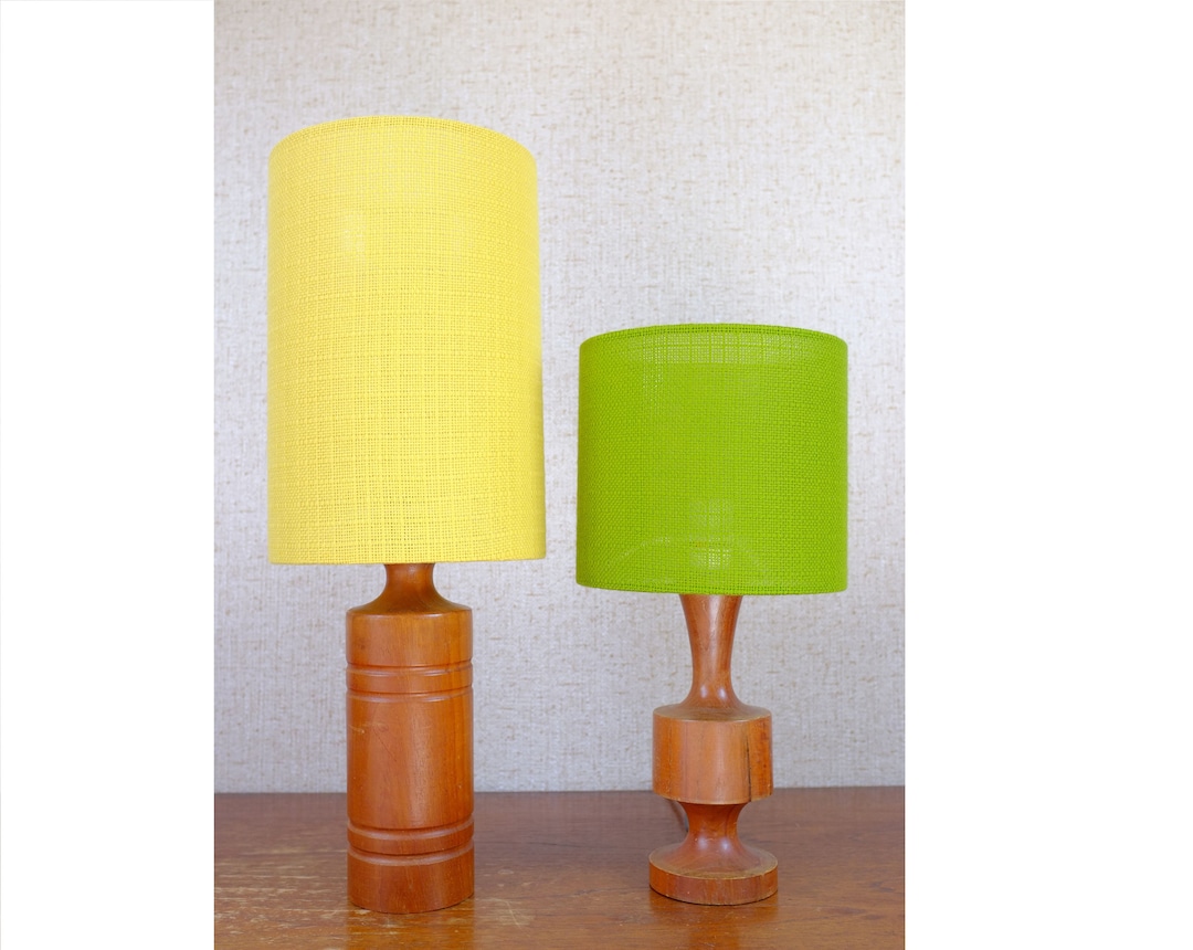 Retro Lampshade - Original 70s Fabric Lampshade - Green/yellow - Etsy UK