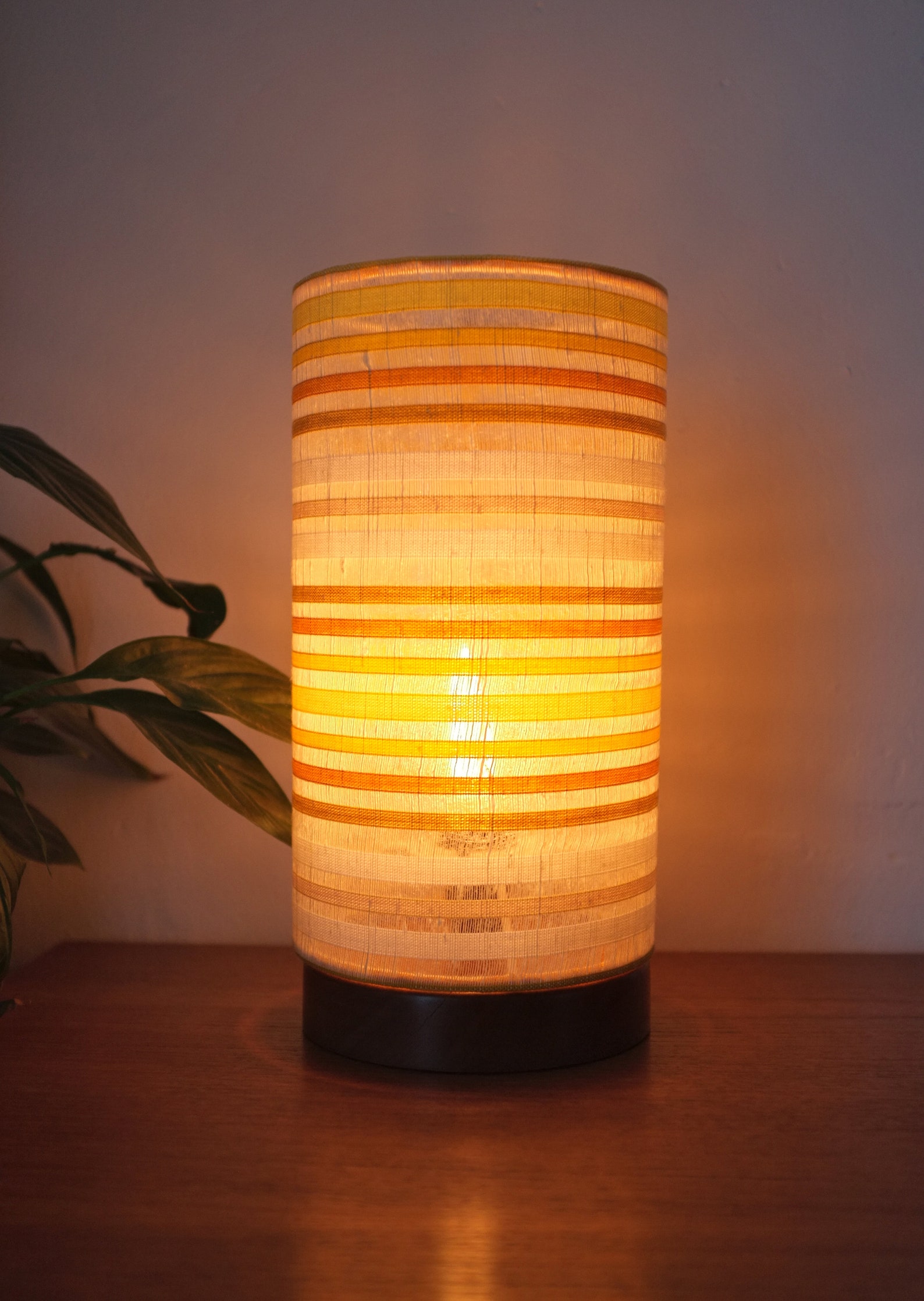 Hand-turned Solid Wood Lamp With 60s Fabric Lampshade Retro - Etsy