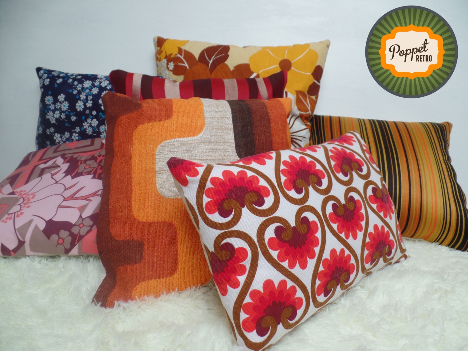 Retro Cushion Cover Original 80s/70s Fabric 16x16 - Etsy UK