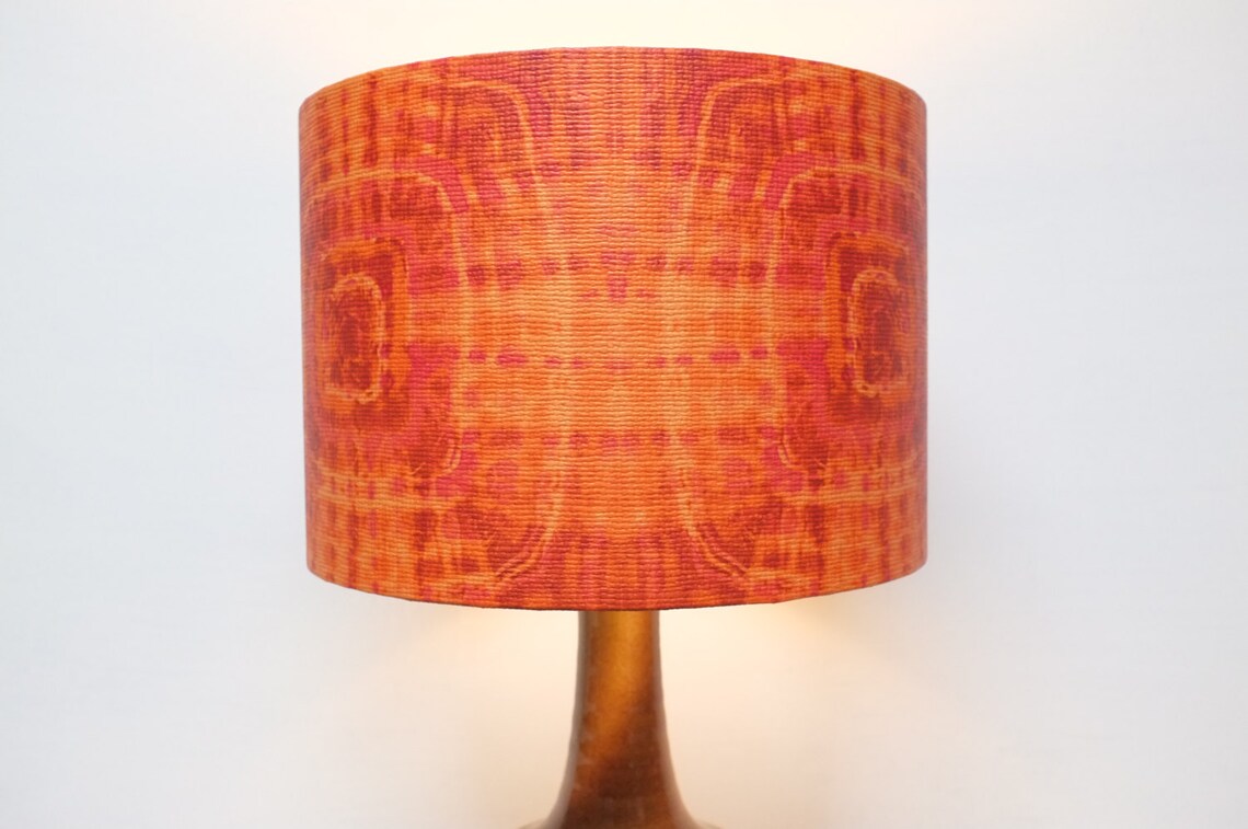 Retro Lampshade Original 60s/70s Paper Orange Pink Boho | Etsy