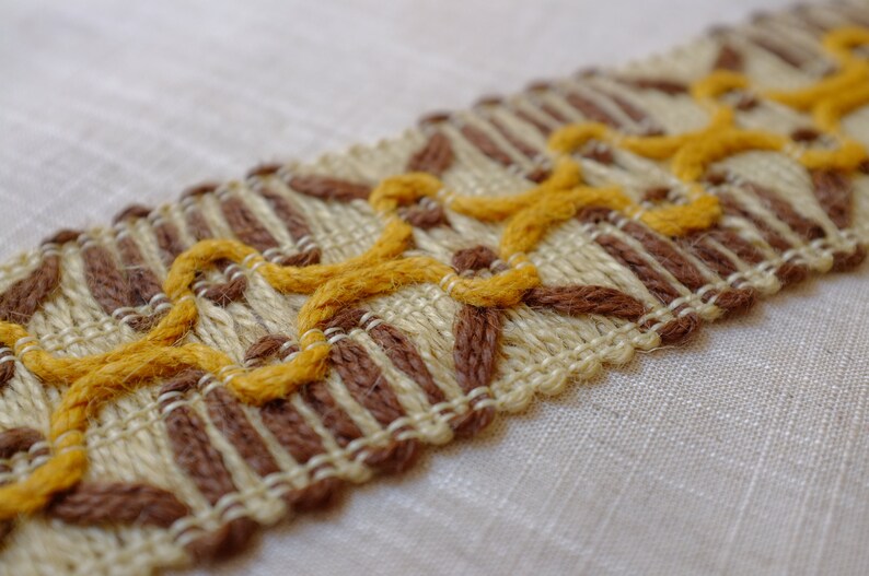 Mid-mod Fabric Braid Trim 7cm Wide Brown Yellow Jute | Etsy