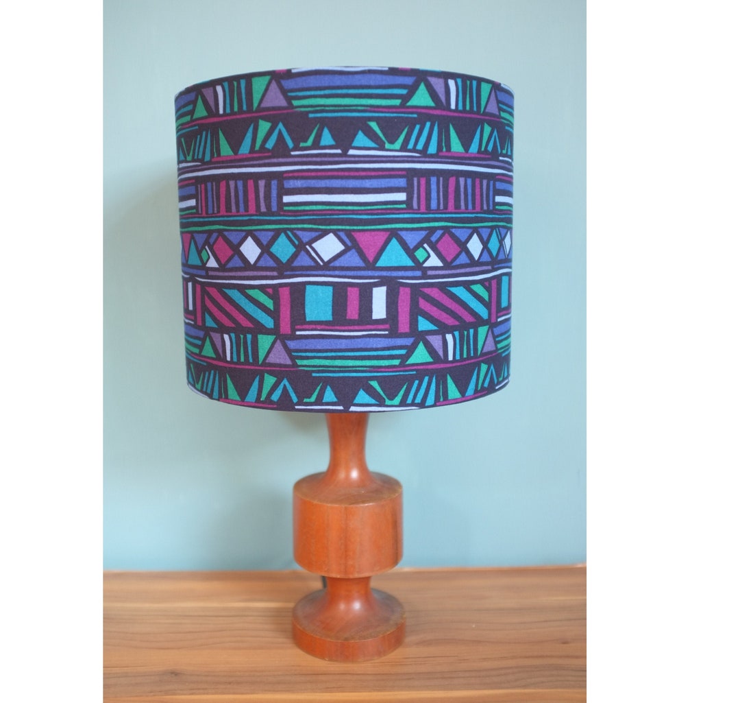 Retro Fabric Lampshade Original 80s Geometric Fabric - Etsy