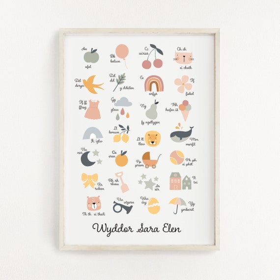 Personalised Welsh Alphabet Print Print Yr Wyddor Gymraeg - Etsy UK