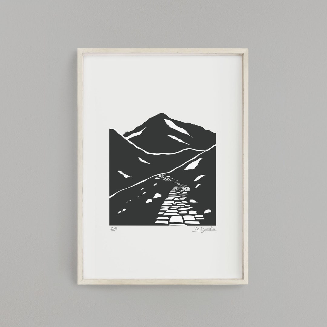 Print Yr Wyddfa, Snowdon Print, Print Cymraeg, Welsh Print, Welsh Gifts ...