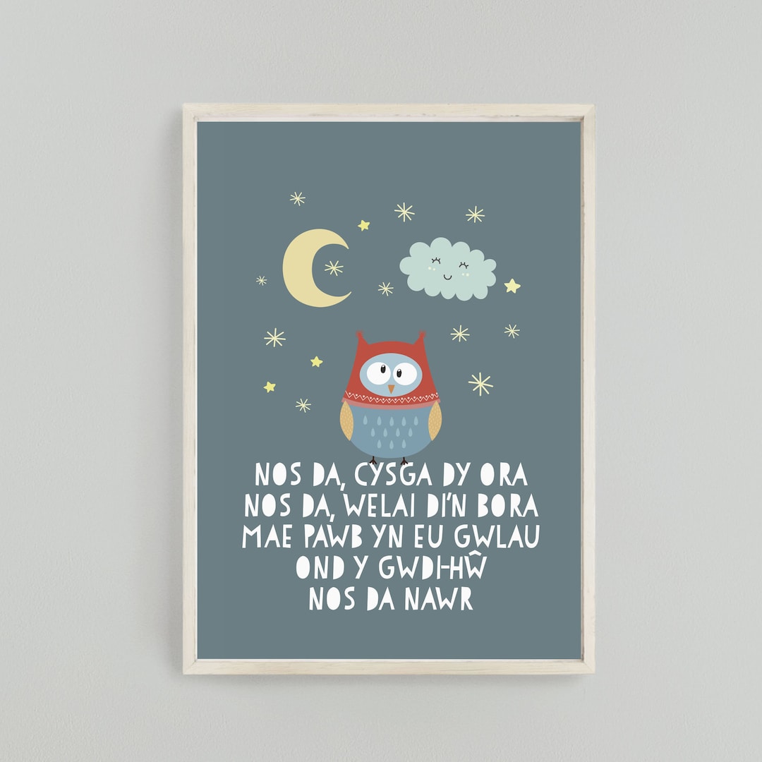 Print Nos Da Nawr, Welsh Prints for Kids, Print Cymraeg, Printiau I ...