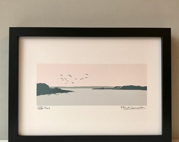 Y Foryd Print, Caernarfon Wales, Cymru, Art, Celf, Welsh Art, Afon ...