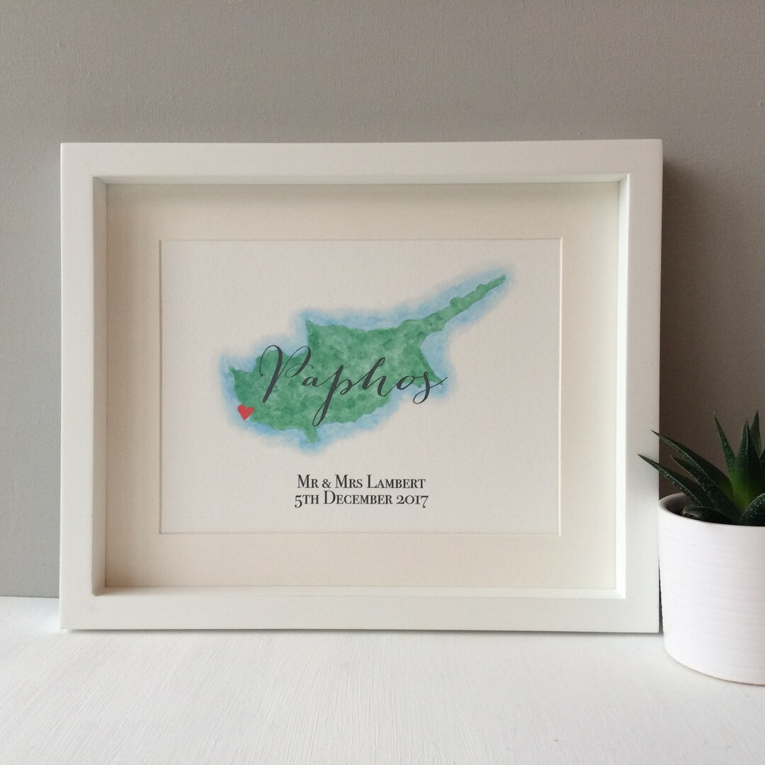 Personalised Map of Cyprus, Watercolour Map, Watercolor - Etsy