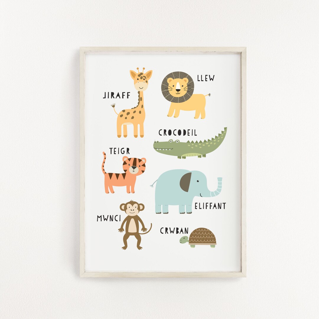 Welsh Animals Print, Print Anifeiliaid, Printiau I Blant, Welsh Prints ...
