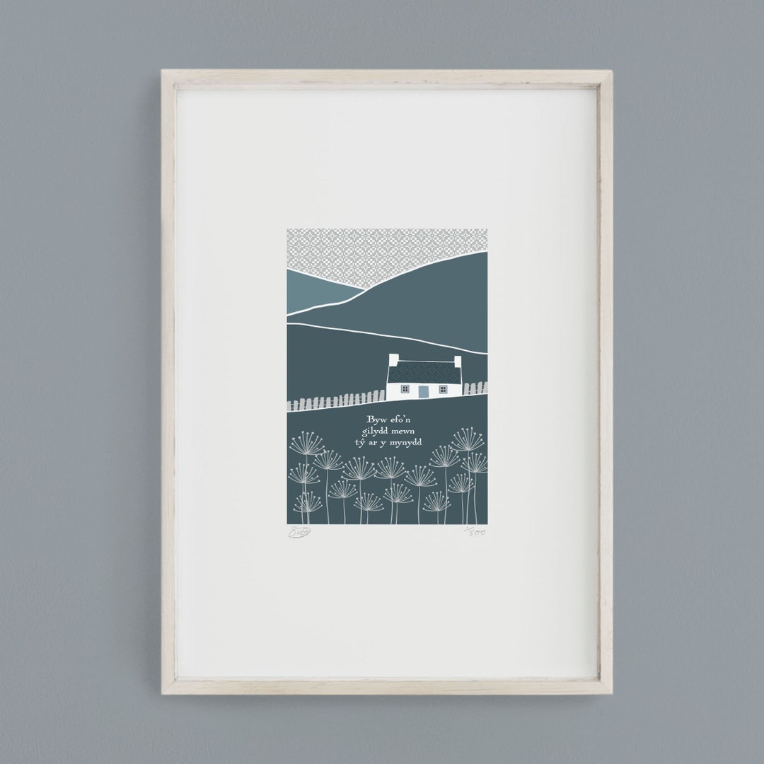 Print 'byw Efo'n Gilydd Mewn Tŷ Ar Y Mynydd', Print Cymraeg, Welsh ...