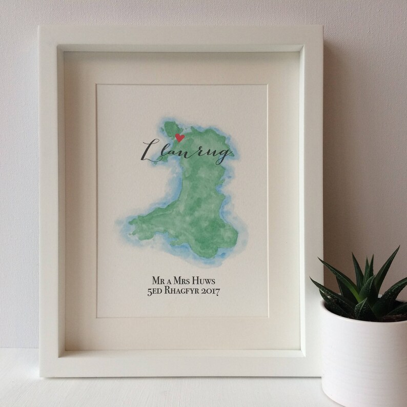 Personalised Map of Wales, Map O Gymru Wedi'i Bersonoli, Watercolor Map ...