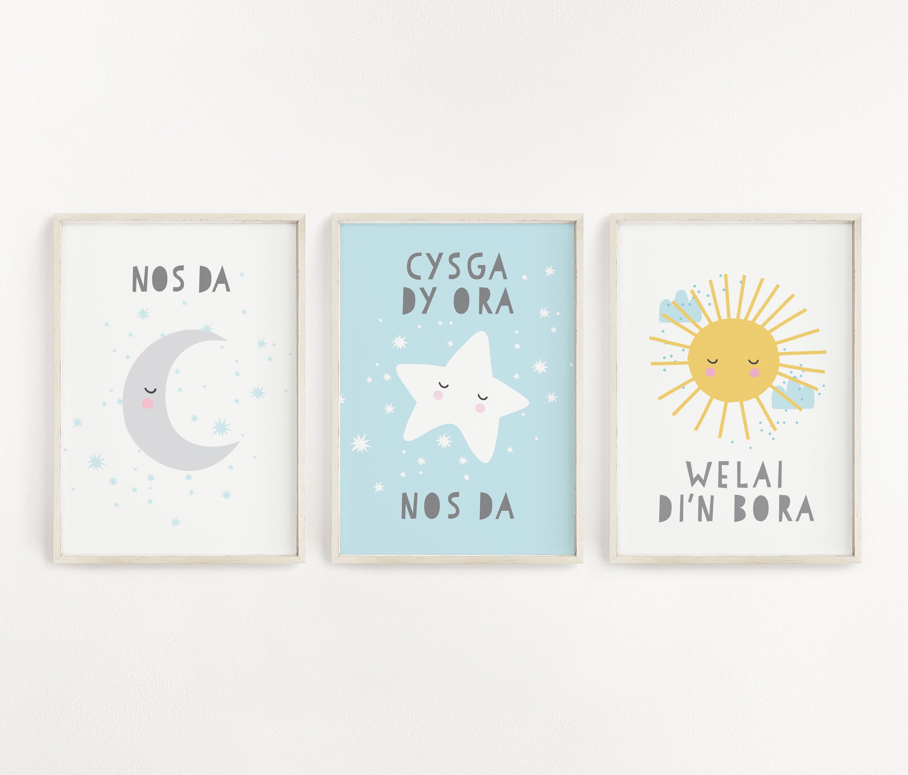 Set O 3 Print Nos Da Nawr Welsh Prints for Kids Print - Etsy UK