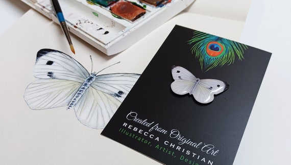White Butterfly Pin Butterfly Art Butterfly Pin - Etsy