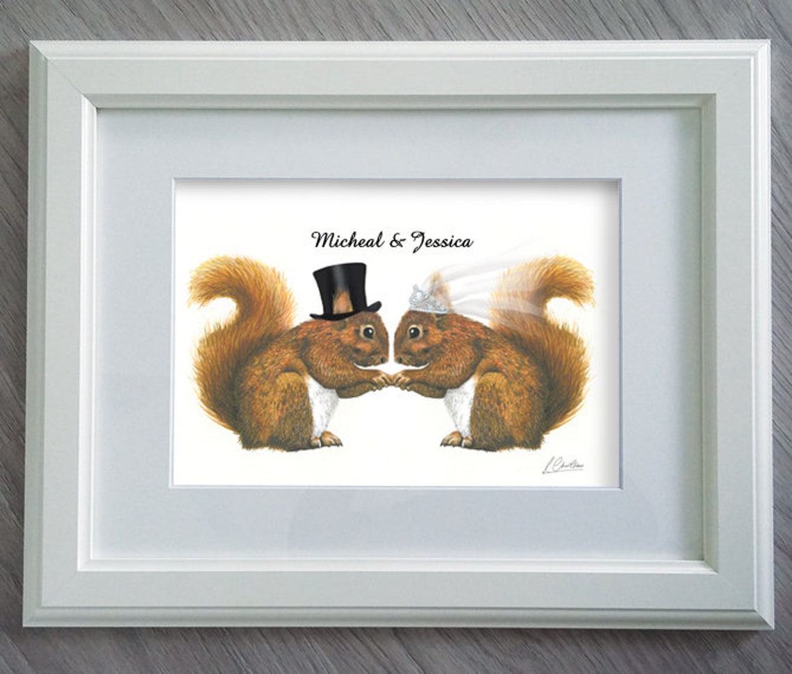 Red Squirrel Squirrel Wedding Card Squirrel Card | Etsy