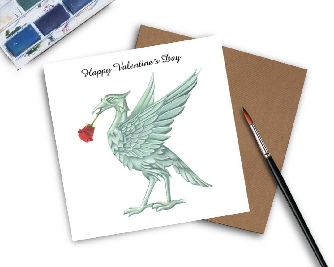 Liverpool Valentine's Card: Liver Bird Watercolor Art - Eco-friendly - Etsy