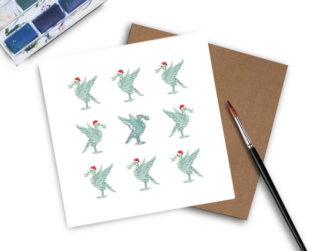 Liverpool Christmas Card - Christmas Card Liverpool - Liver Bird Pin ...