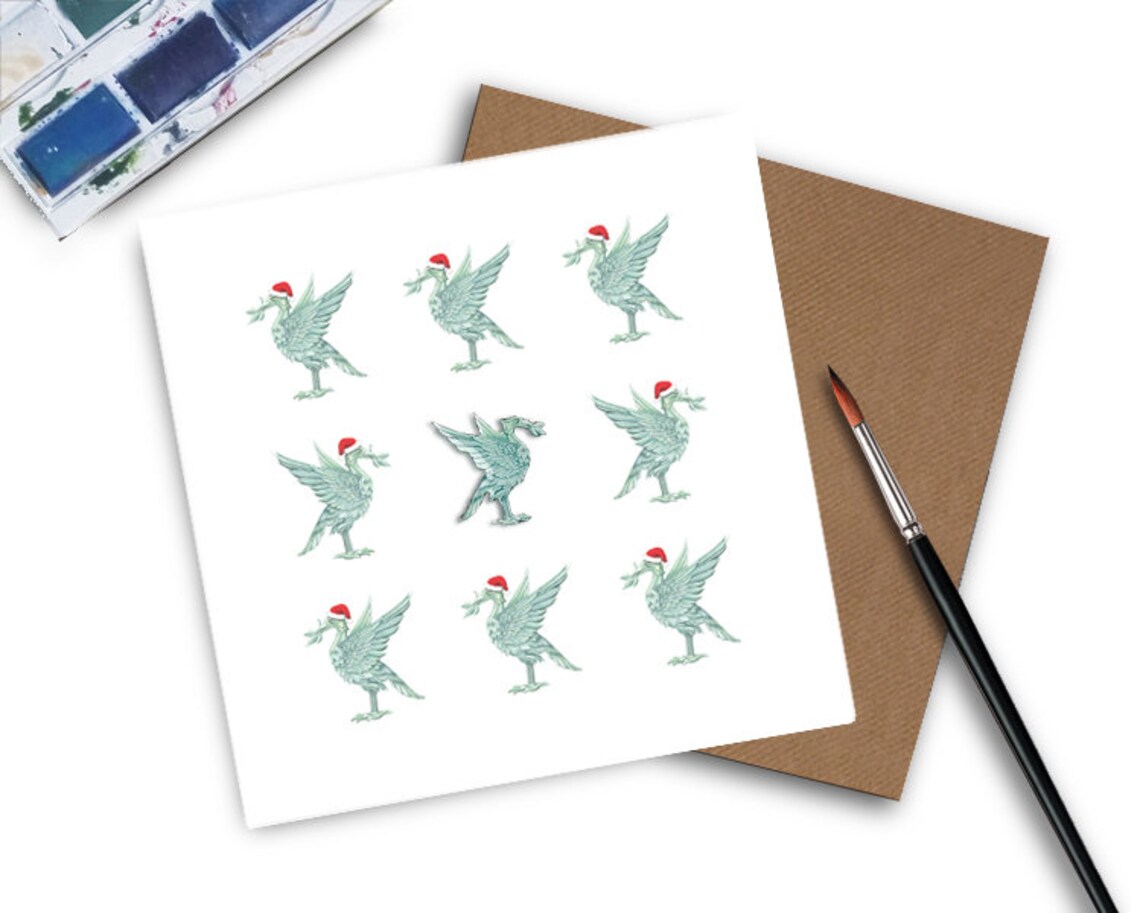 Liverpool Christmas Card - Christmas Card Liverpool - Liver Bird Pin ...