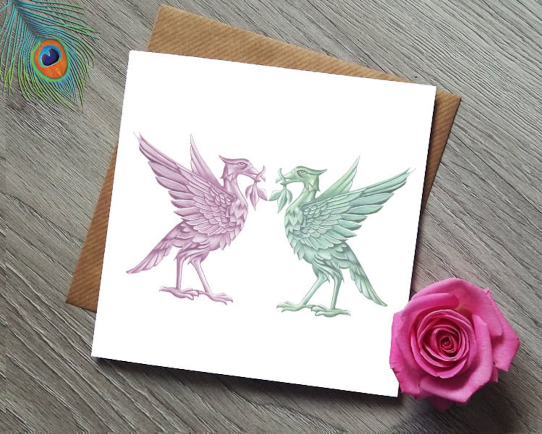 Liverpool Liver Bird Anniversary Card: Hand-painted Watercolour - Etsy