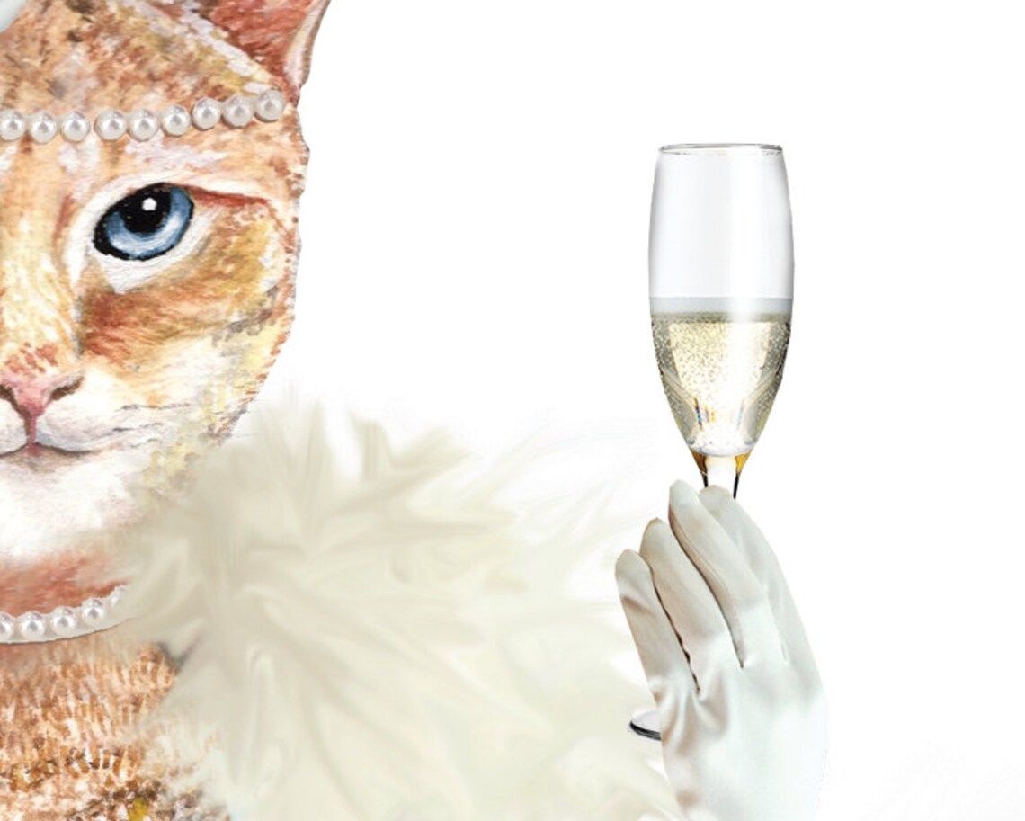 Cat Birthday Card Prosecco Card Cat Card Birthday Card - Etsy