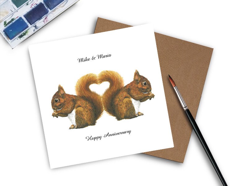 Squirrel Anniversary Card Squirrel Card Personalised | Etsy